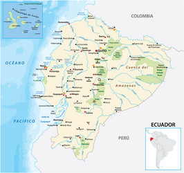 Map with main roads and rivers colombia Royalty Free Vector