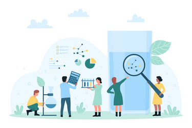 Water quality research and control tiny people Vector Image