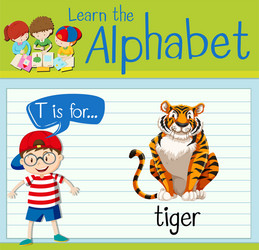 Animals alphabet t is for tiger Royalty Free Vector Image