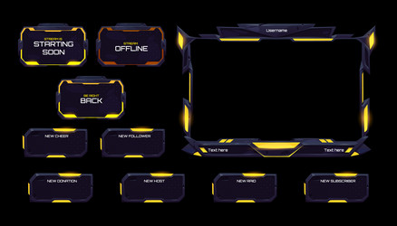 Game live video stream interface elements Vector Image