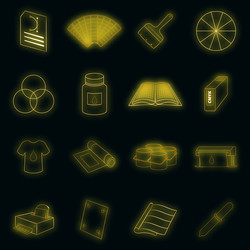 Print process icons set sticker Royalty Free Vector Image