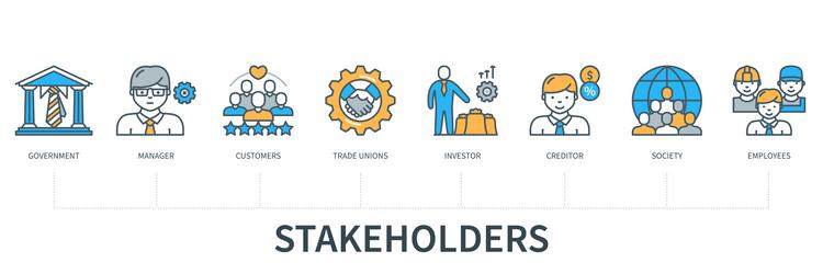 Blue lobbying government concept with linear icons