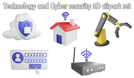 Technology and cyber security clipart element 3d Vector Image