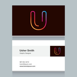Business card letter u Royalty Free Vector Image