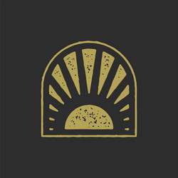 Abstract sun rays with dotwork retro or tattoo Vector Image