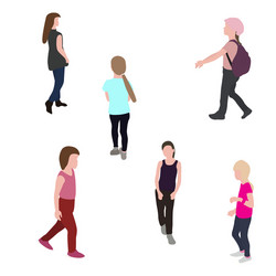 Set of silhouette walking people and children Vector Image