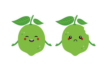 Orange fruit characters happy and sad Royalty Free Vector
