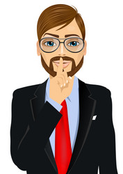 Man making a silence gesture indicating the need Vector Image