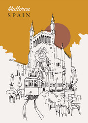 Drawing sketch of mallorca spain Royalty Free Vector Image