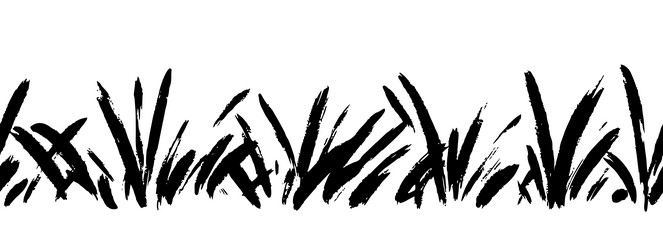 Grass doodle ink brush sketch seamless field Vector Image