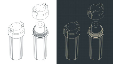 Pre-filter bowl and carbon filter blueprint Vector Image