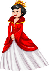 Queen in red and yellow dress Royalty Free Vector Image