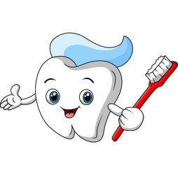 Cute cartoon tooth with thumb up Royalty Free Vector Image