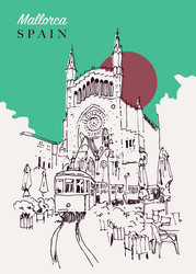 Drawing sketch of mallorca spain Royalty Free Vector Image