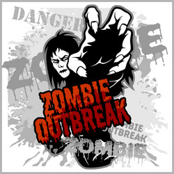 Poster zombie outbreak sign board with zombie Vector Image