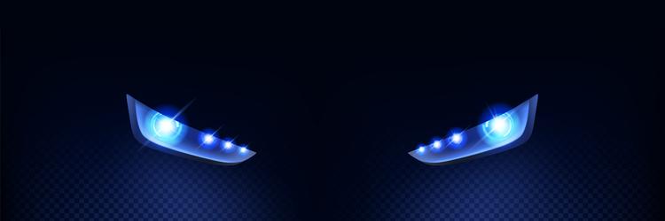 Realistic color led car light flare effect Vector Image