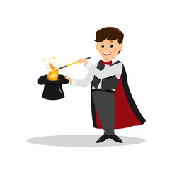 Magician with stars and magic wand Royalty Free Vector Image