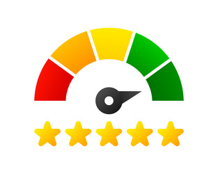 Speedometer gauge meter icons with stars level Vector Image