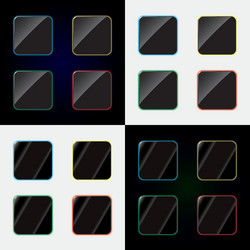 Glass buttons with chrome frame set of colored Vector Image
