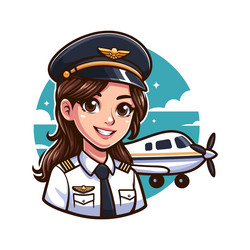 Female pilot Royalty Free Vector Image - VectorStock