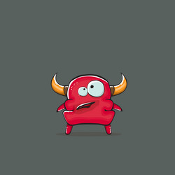 Cartoon funny red monster with horn Royalty Free Vector