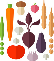 Cute vegetable icon set solid style Royalty Free Vector