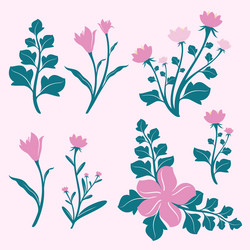 Set with spring flowers Royalty Free Vector Image