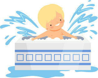 Cute happy little boy taking bath in bathtub full Vector Image