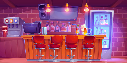 People sitting on stools in bar and drink alcohol Vector Image
