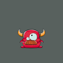 Cartoon funny red monster with horn Royalty Free Vector