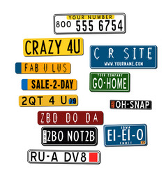 Car license plates alphabet vehicle registration Vector Image