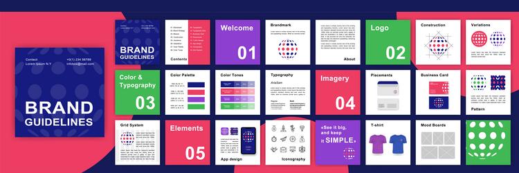 Green and blue brand guidelines template Vector Image