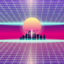 Retro Synthwave City Vector Images (over 170)
