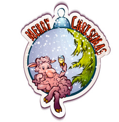 Fur-tree toy with funny sheep Royalty Free Vector Image