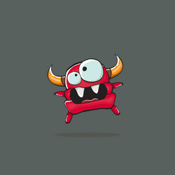 Cartoon funny red monster with horn Royalty Free Vector