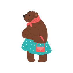 Cute bear girl character in fashionable outfit Vector Image