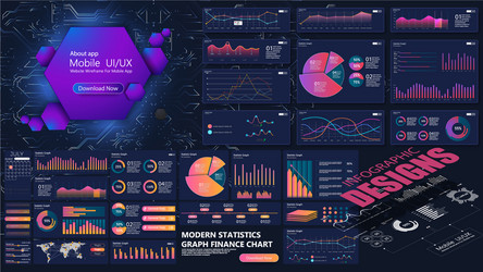 Dashboard infographic template gradient Royalty Free Vector