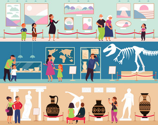 People inside a museum Royalty Free Vector Image