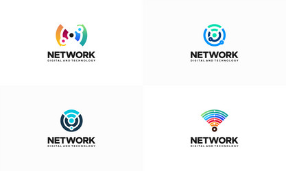 Digital signal logo designs concept network Vector Image