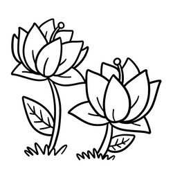 Spring bees collecting pollen coloring page Vector Image