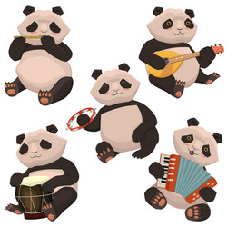 A set pandas playing musical instruments image Vector Image