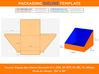 Cardboard counter display box delline template Vector Image