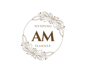 Am initials letter wedding monogram logos Vector Image