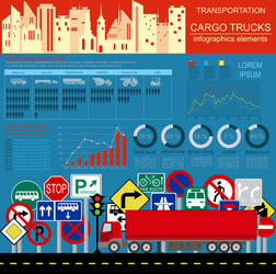 Cargo transportation infographics trucks lorry Vector Image