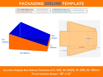 Cardboard counter display box delline template Vector Image