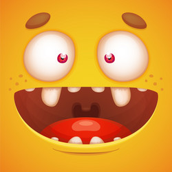 Funny cartoon monster face halloween Royalty Free Vector