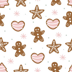 Seamless pattern with cute christmas characters Vector Image