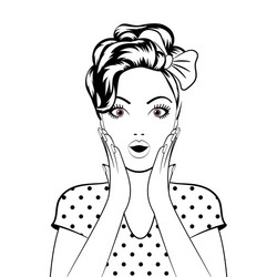 Face a beautiful young woman line art 2 Royalty Free Vector