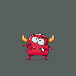 Cartoon funny red monster with horn Royalty Free Vector