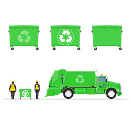 Garbage truck trash waste and rubbish Royalty Free Vector